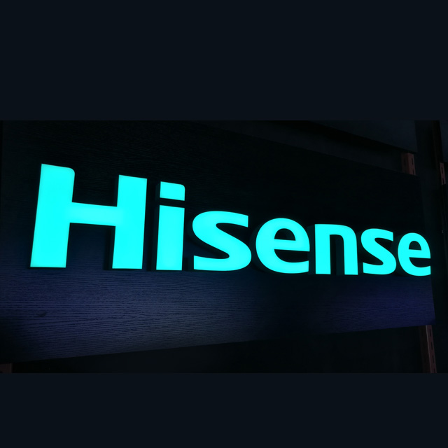 Anti-UV Wall Mount Green Mould LED Signage for Hisense Shops